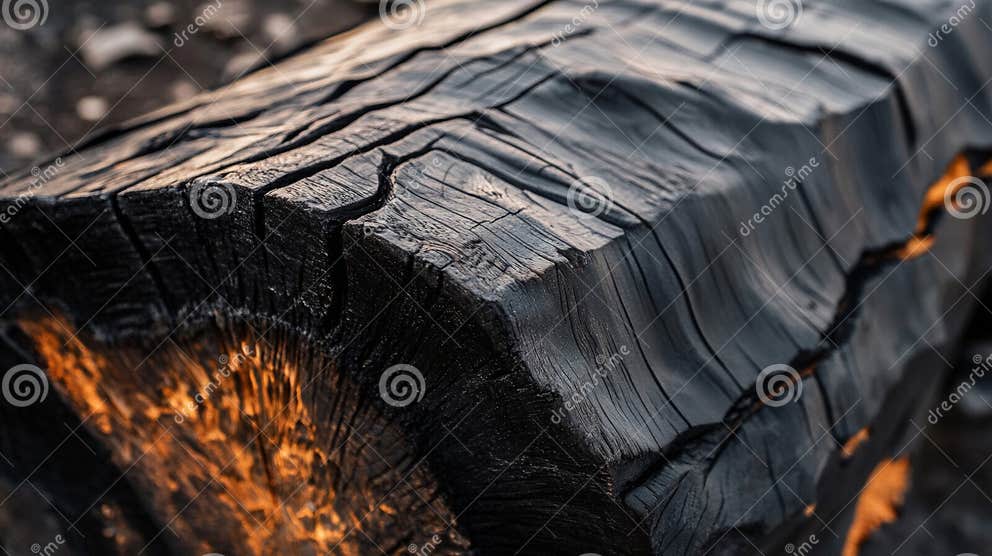 Close-up of a Charred Tree Trunk, Revealing Intricate Grain Patterns ...