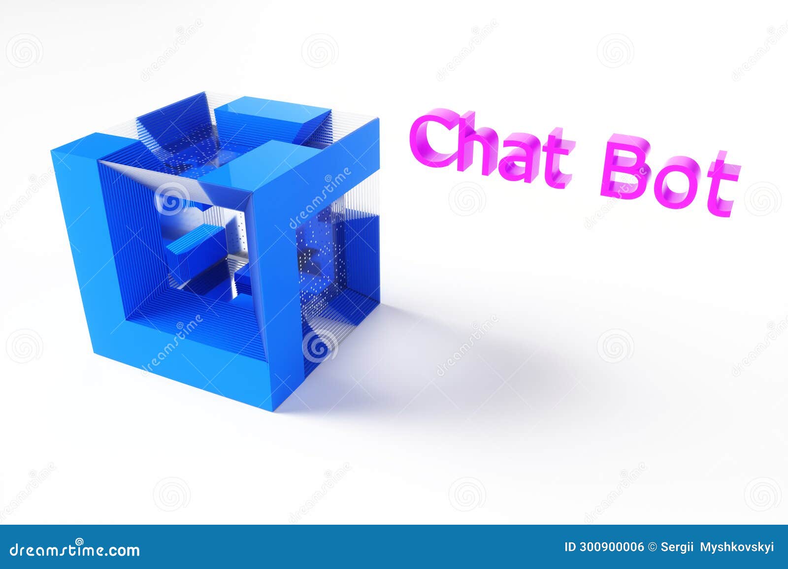 Close-up of a Chat Bot Concept in a Futuristic Cube on a White ...
