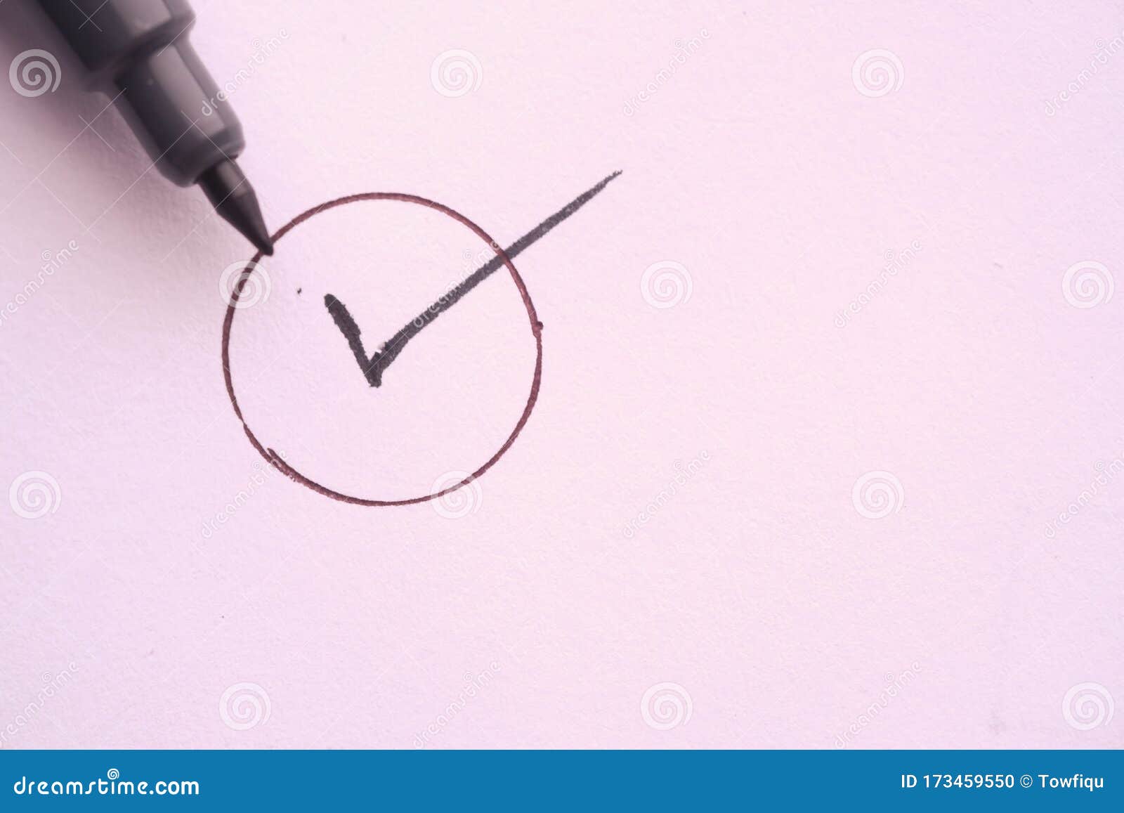 Close Up of Check Mark with Pen on Paper Stock Photo - Image of ...