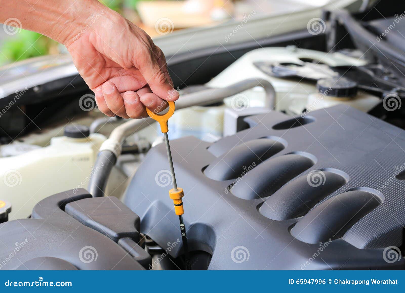 Close-up Checking Oil Machine on a Car. Stock Photo - Image of people ...
