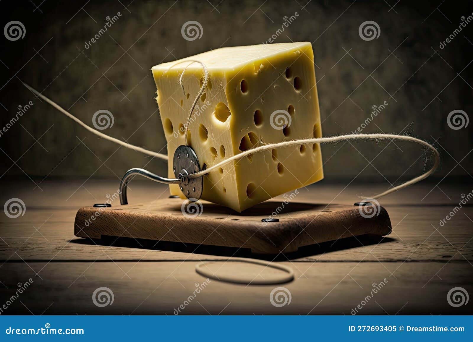 Close-up of Cheese with String in Mousetrap, Ready To Be Caught Stock ...