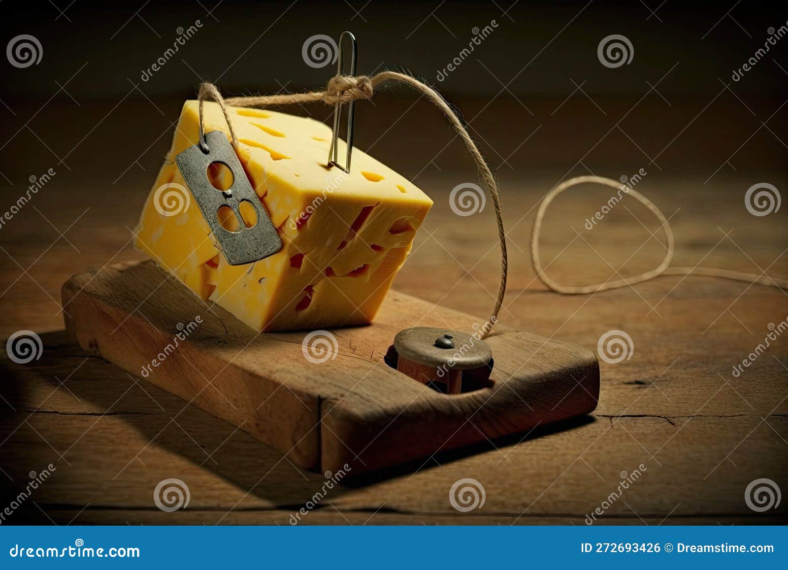 Close-up of Cheese with String in Mousetrap, Ready To Be Caught Stock ...