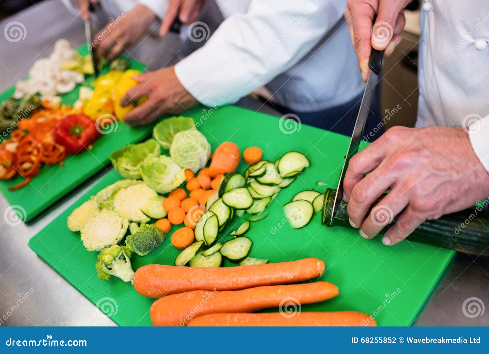 Close-up of Chefs Chopping Vegetables Stock Photo - Image of coworker ...