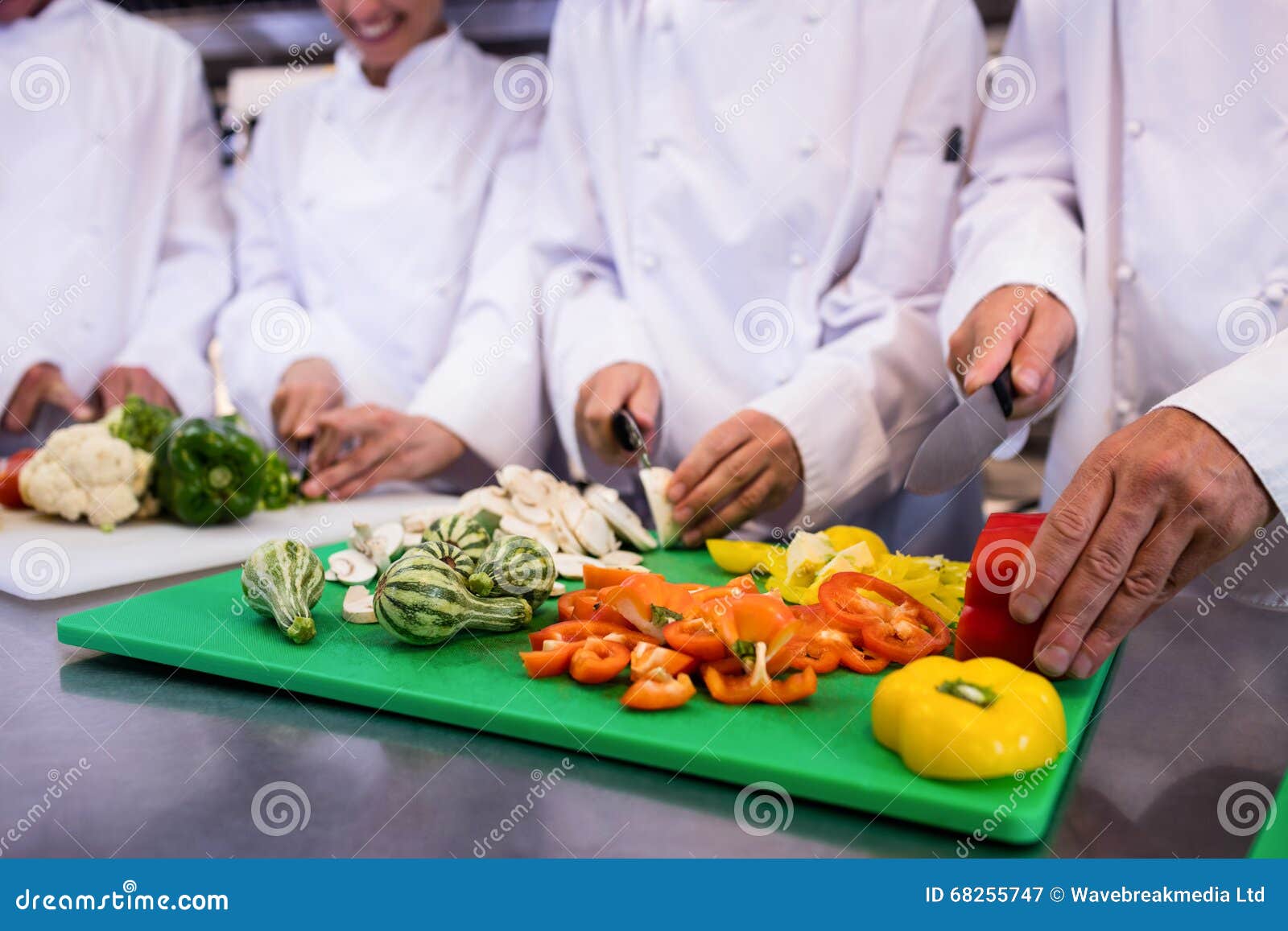 Close-up of Chefs Chopping Vegetables Stock Image - Image of people ...