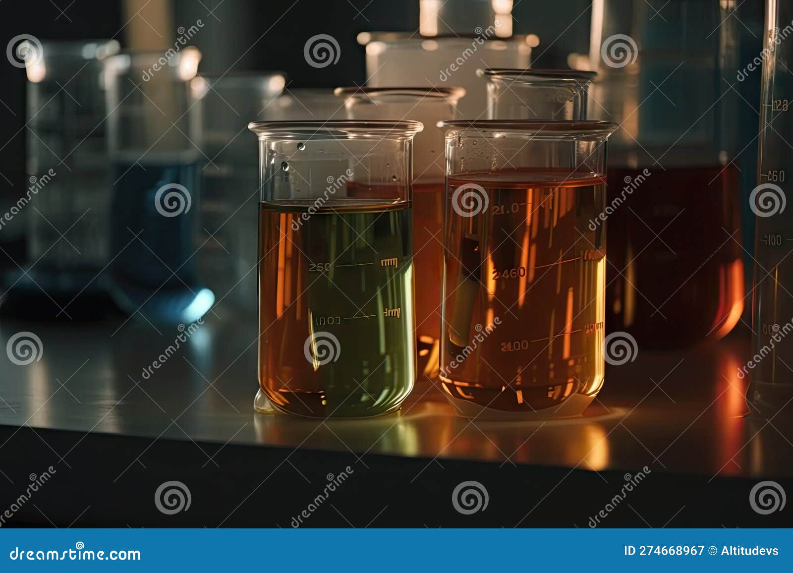 Close-up of Chemical Reaction in Laboratory Stock Illustration ...
