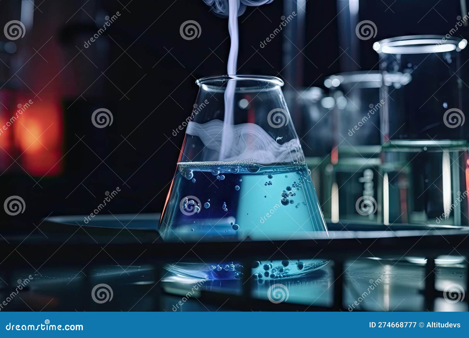 Close-up of Chemical Reaction in Laboratory Setting Stock Illustration ...