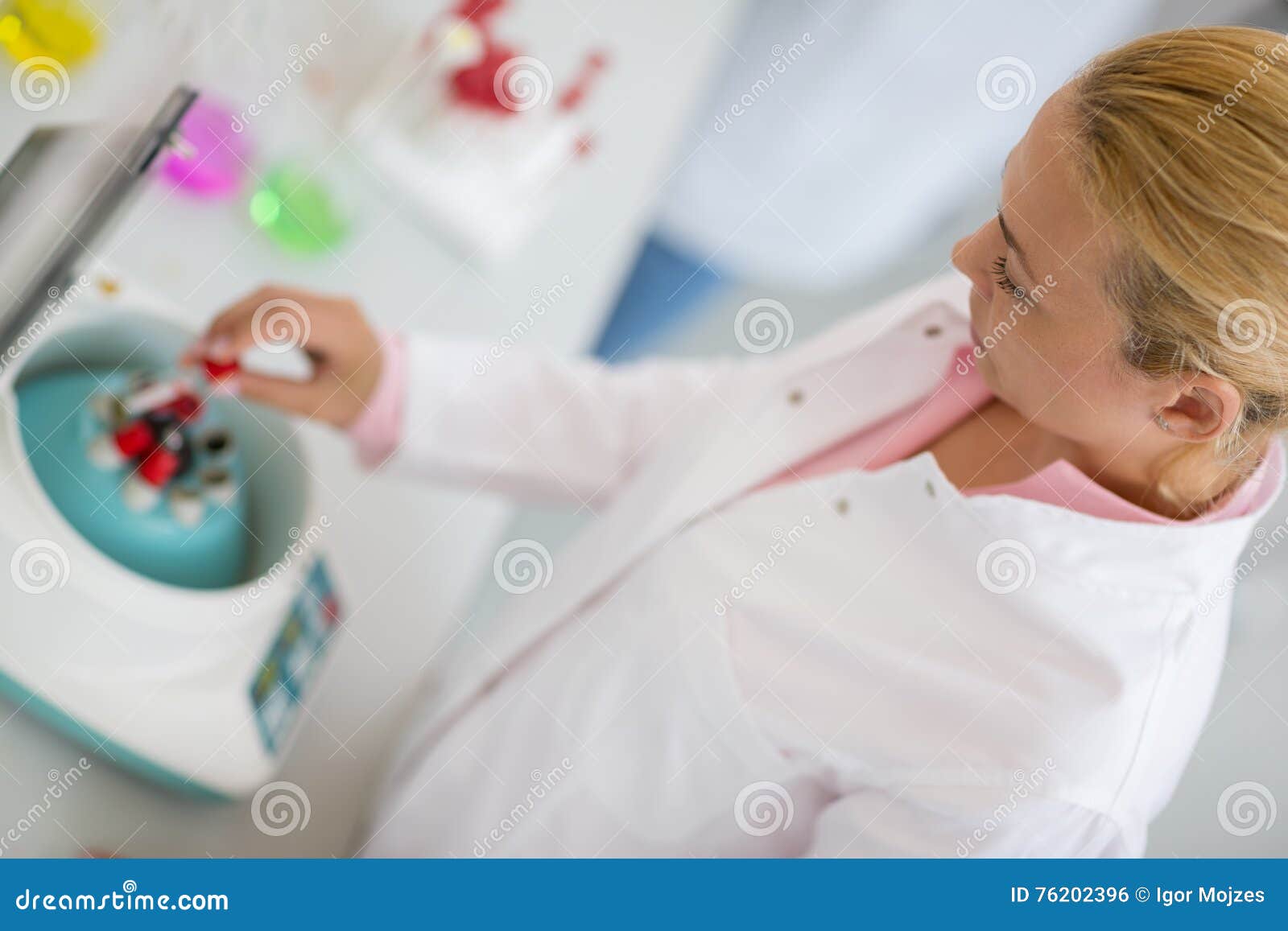 Close Up of Chemist Putting Test Tube in Device Stock Photo - Image of ...