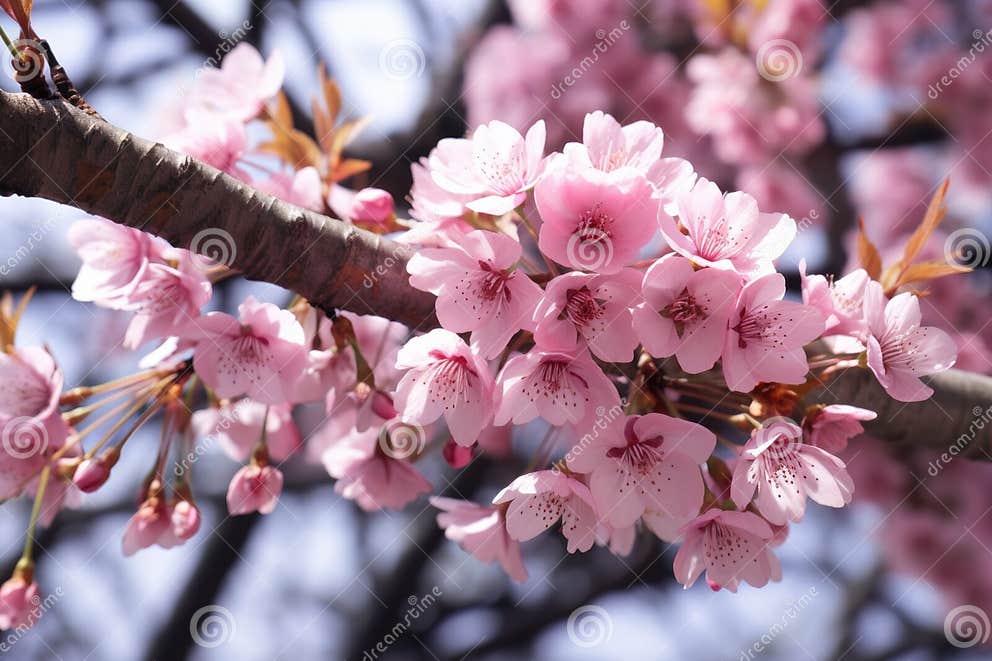 Close-up of Cherry Blossoms on a Tree Branch Stock Photo - Image of ...