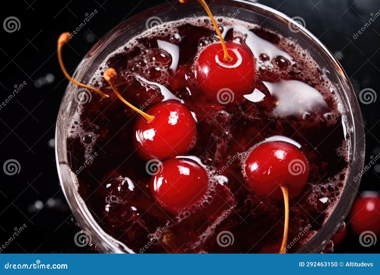 Close-up of Cherry Cola Bubbles in a Glass Stock Photo - Image of glass ...