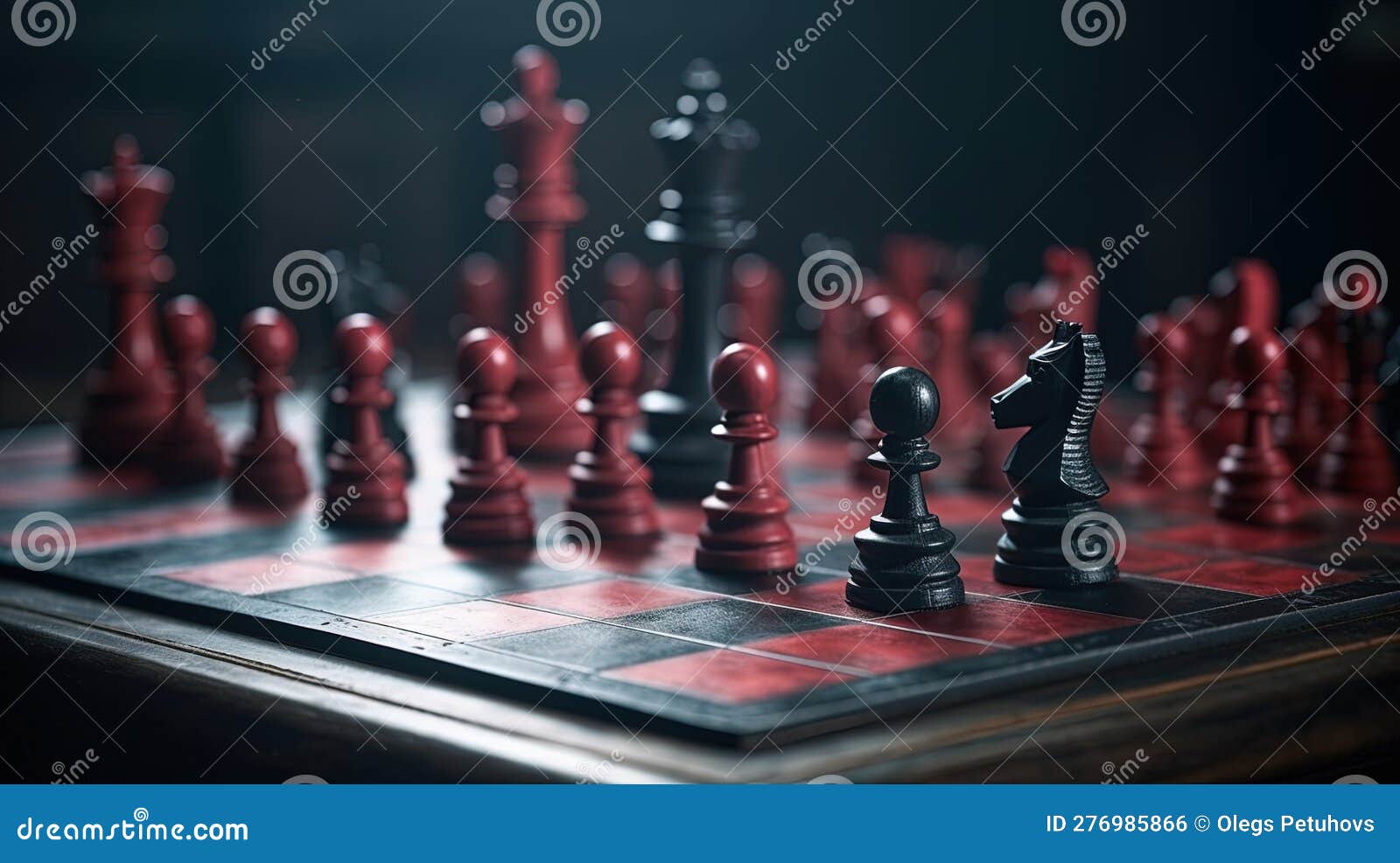 A Close Up of a Chess Board with Pieces on it Stock Illustration ...