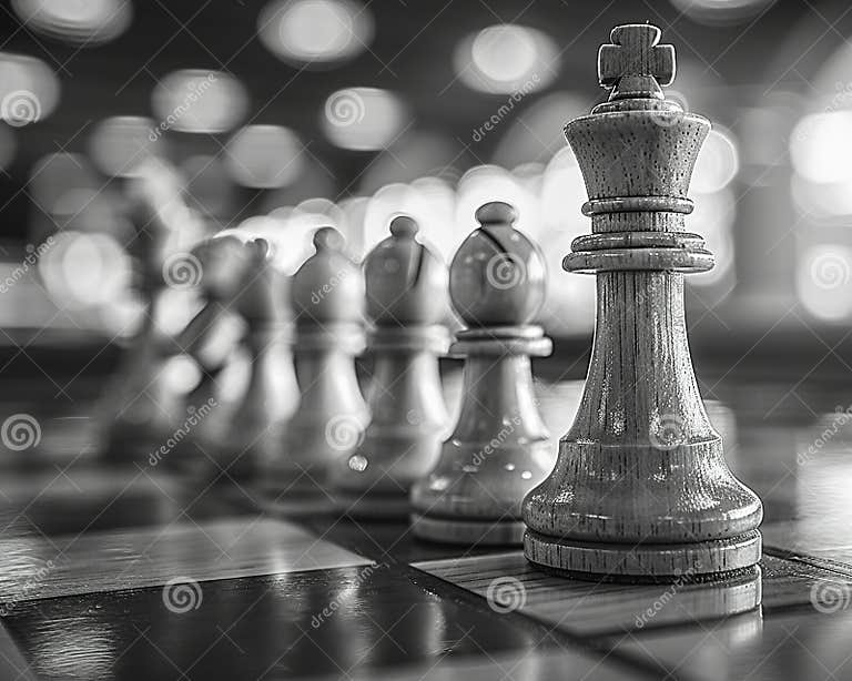 Close-up of a Chess Game in Progress Stock Image - Image of defend ...