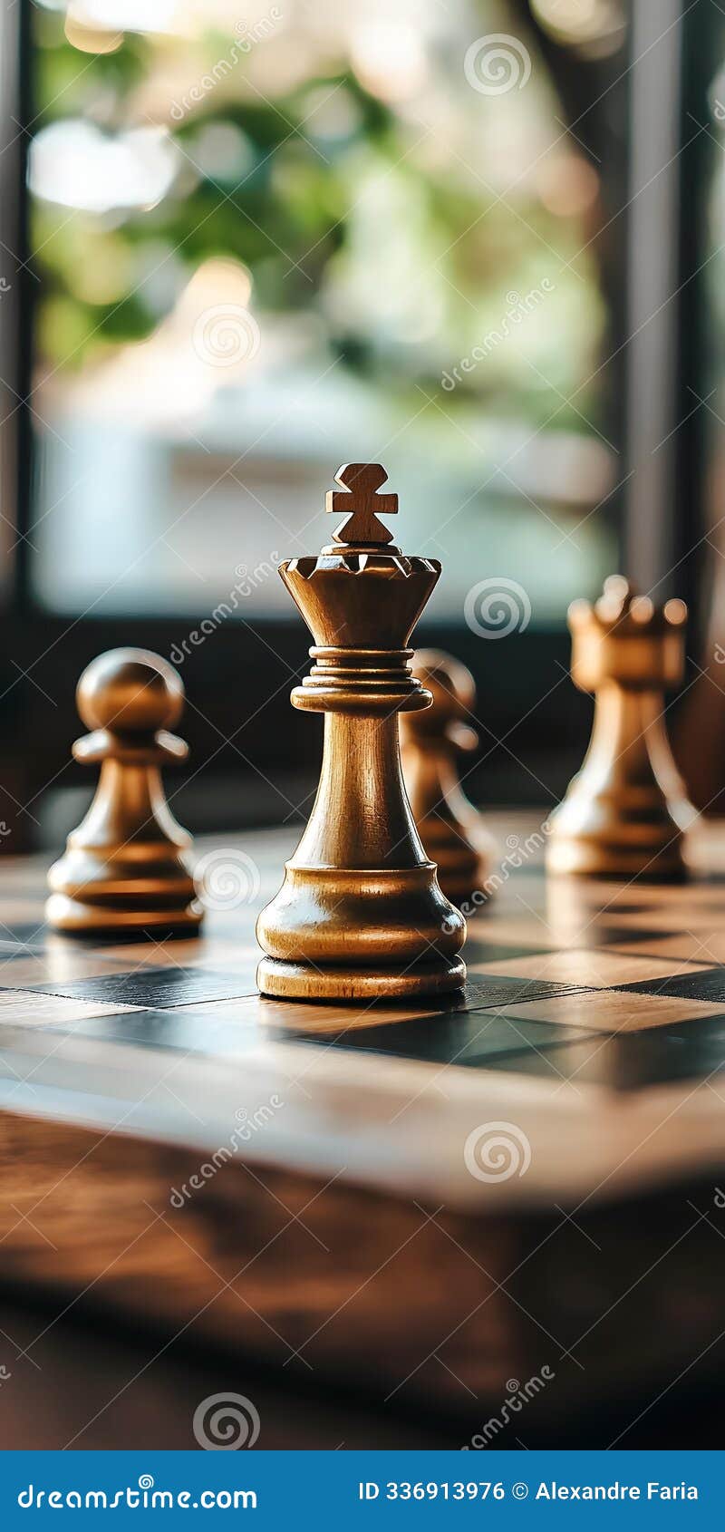 Close-up of Chess Pieces on Board Stock Illustration - Illustration of ...