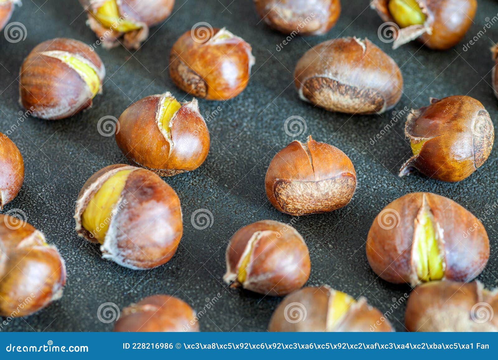Close-up of Chestnut Roasted in an Electric Baking Pan Stock Photo ...