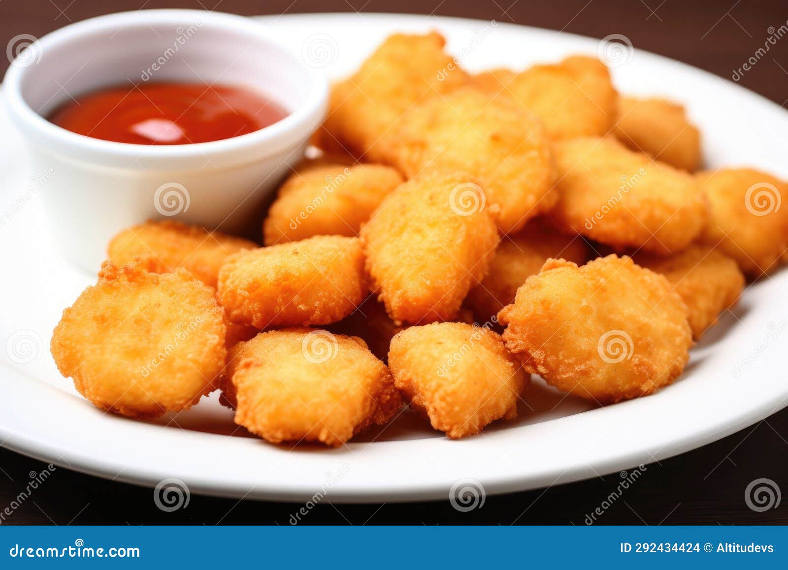 Close-up of Chicken Nuggets on a Plain White Plate Stock Photo - Image ...
