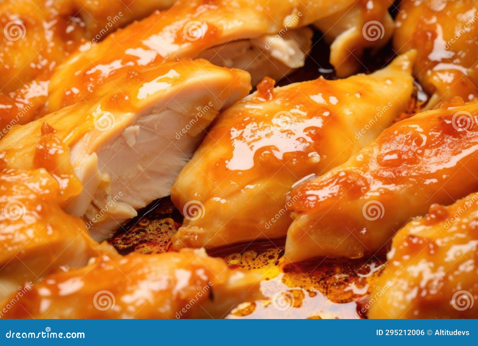 Close Up of Chicken Texture with Sauce Glossing Over Stock Photo ...