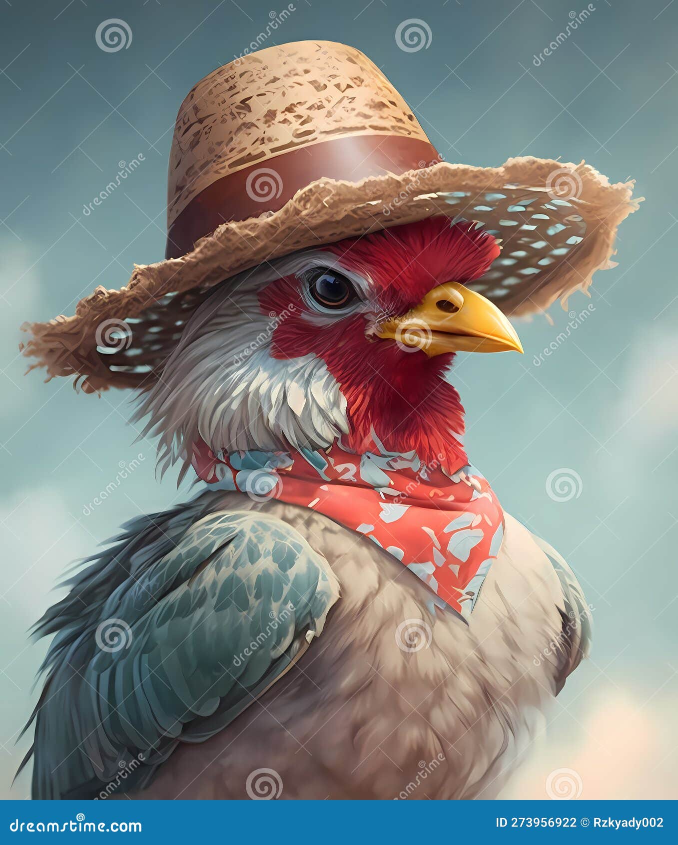 Close Up Chickens Wearing Hat Stock Illustration - Illustration of beak ...