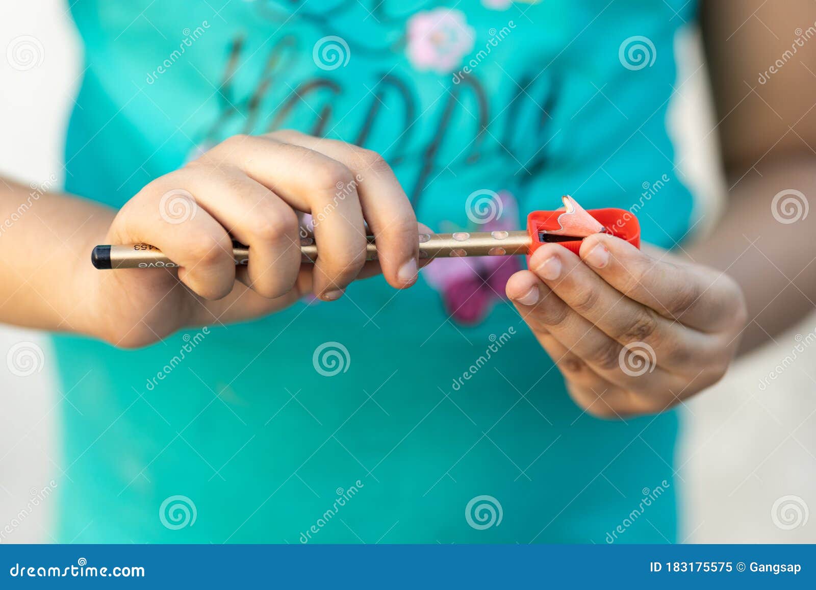 Close Up of Child Sharpening Pencil Stock Image - Image of vacation ...