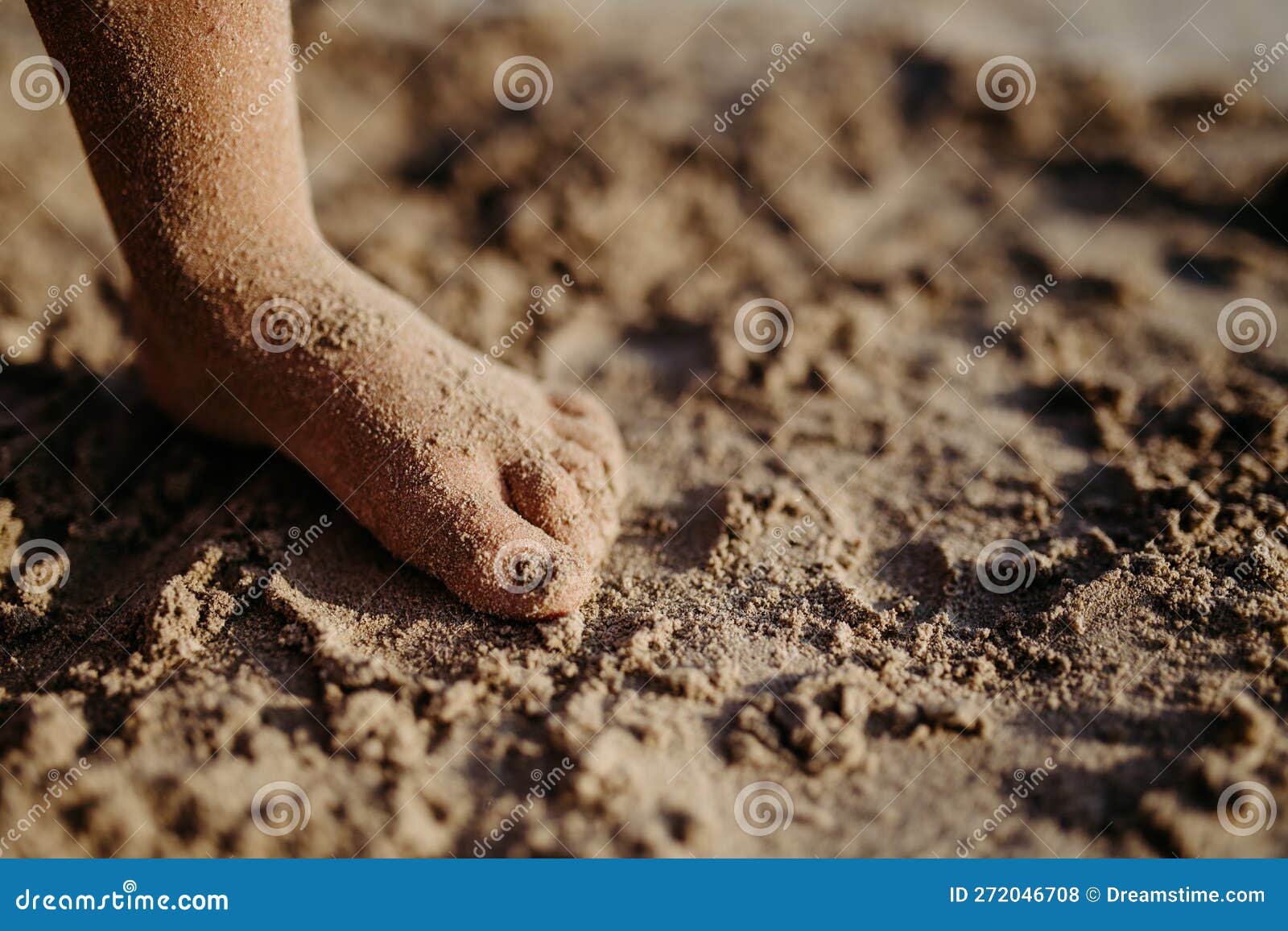 Close Up of Children Foot in Sand. Stock Photo - Image of relax ...