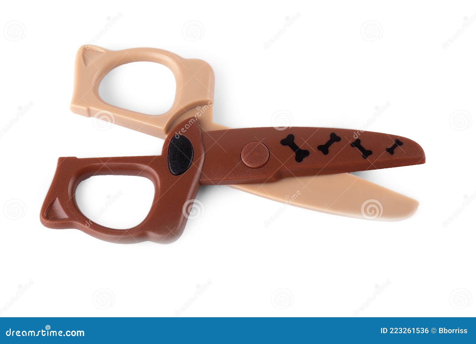 Close Up Children S Brown Scissors Isolated on White Background Stock ...