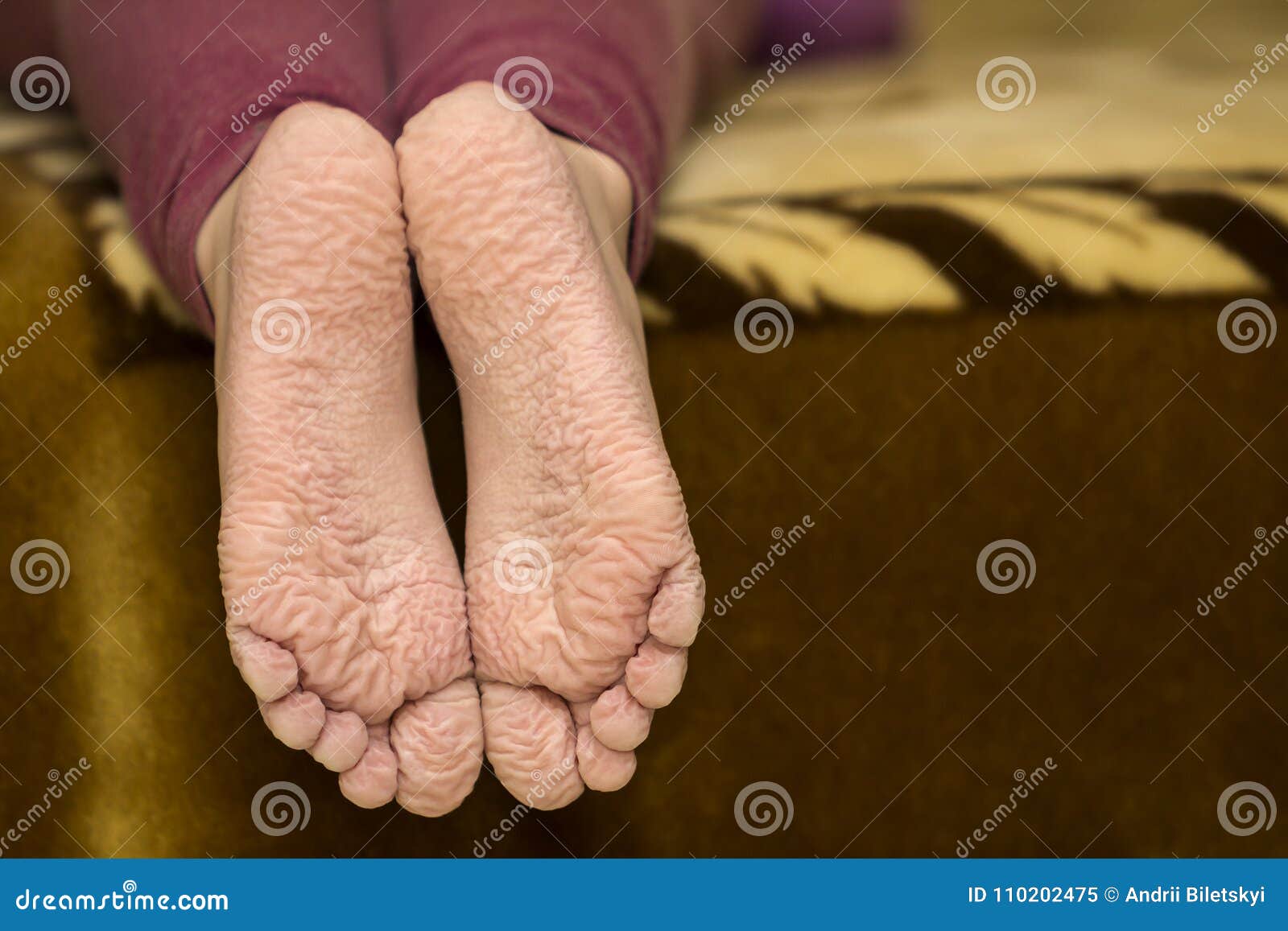Close-up of Children Wrinkled Feet after Long Bath Stock Image - Image ...