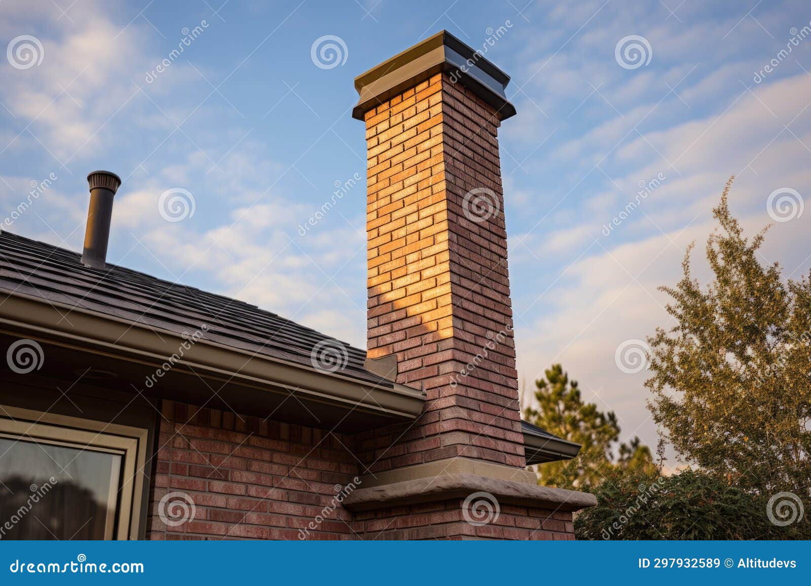 Close-up of Chimney on a Brick Facade Ranch Stock Illustration ...