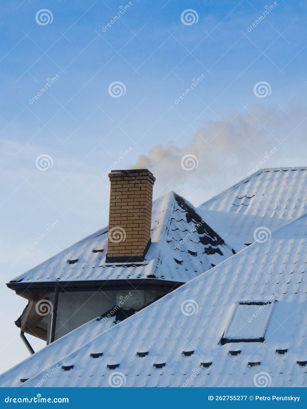 Chimney on roof stock image. Image of evergreen, laying - 262755277