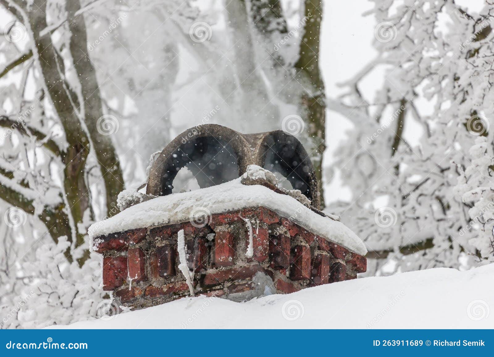 Close Up of a Chimney in Winter Stock Image - Image of retro, cold ...