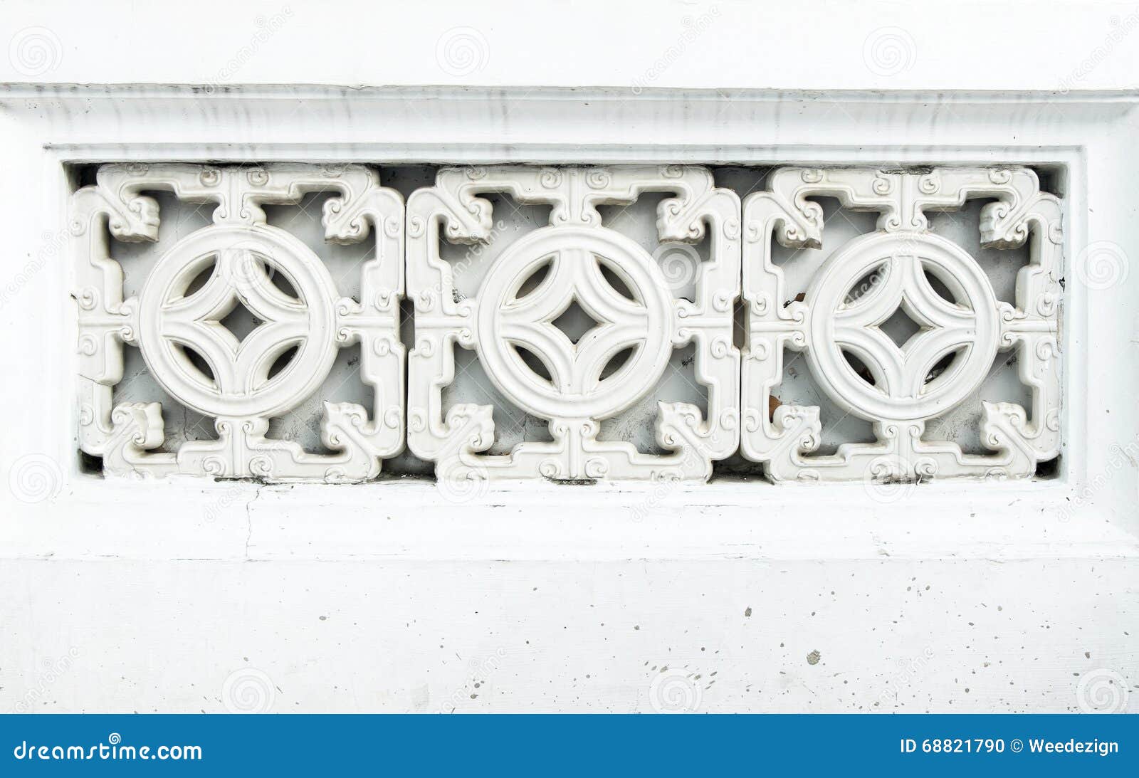 Close Up at Chinese Ceramic Decoration Block at Concrete Wall,texture ...