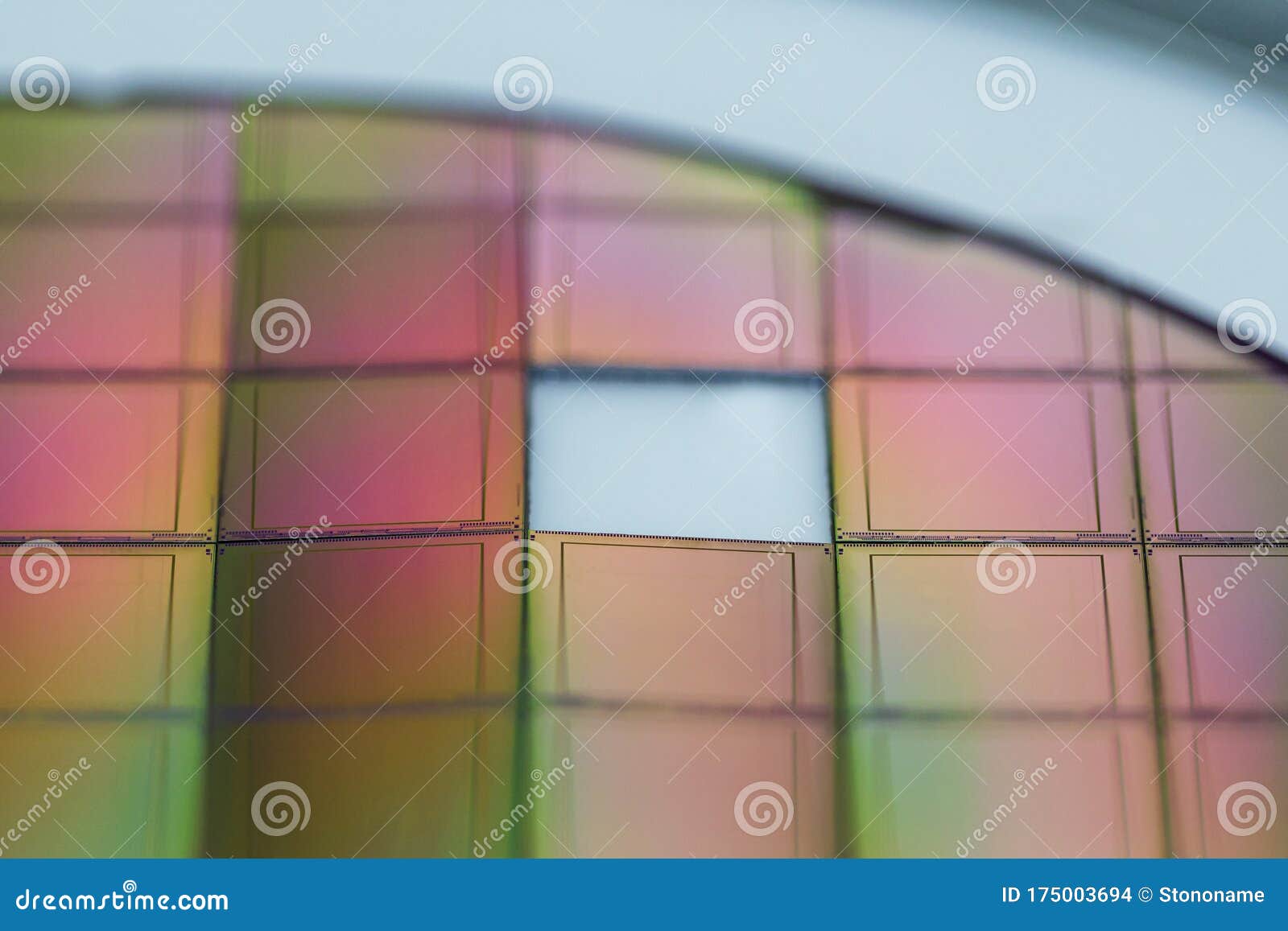 Close-up of Chip on Silicon Wafer .Macro of Silicon Wafers.Selective ...