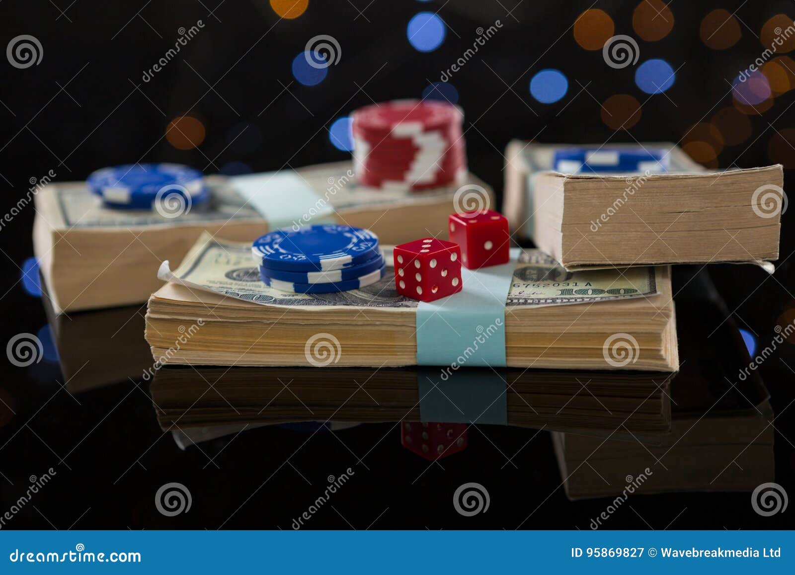 Close-up of Chips on Paper Money Stock Image - Image of play, focus ...