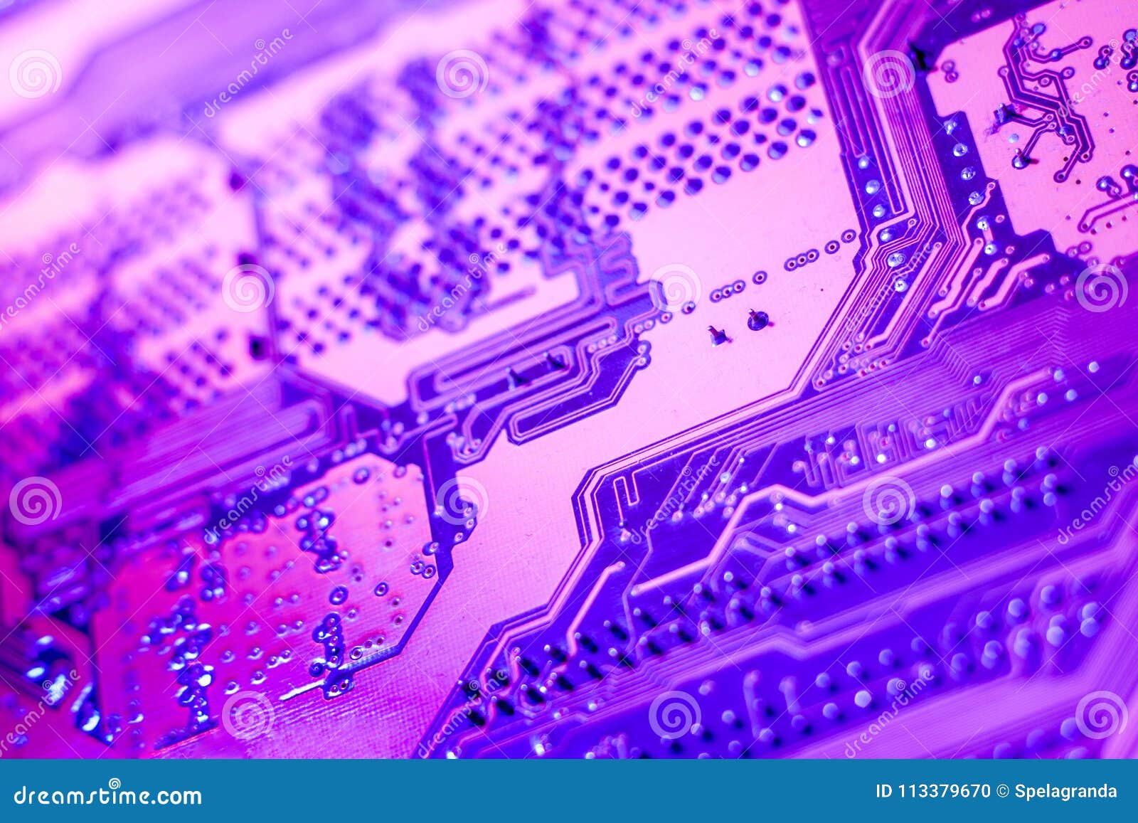 A Violet Circuit Board Close Up Stock Photo - Image of colourful ...