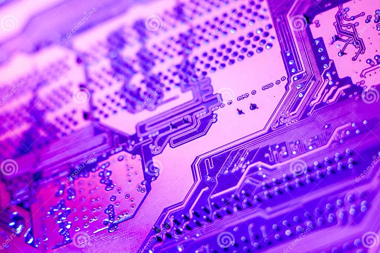 A Violet Circuit Board Close Up Stock Photo - Image of colourful ...