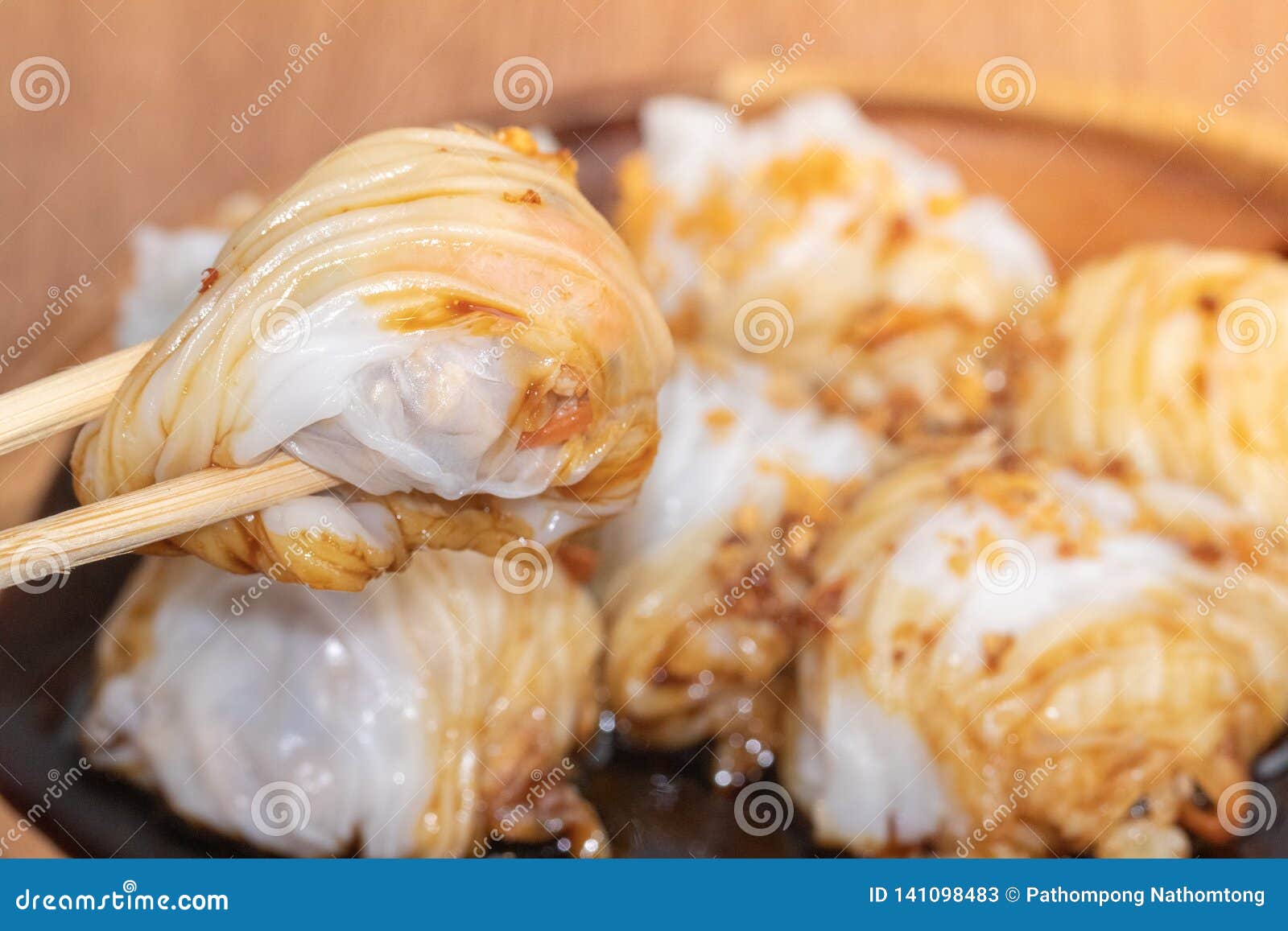 Chives Dumpling or Gui Chai in Thai with Sauce Stock Image - Image of ...