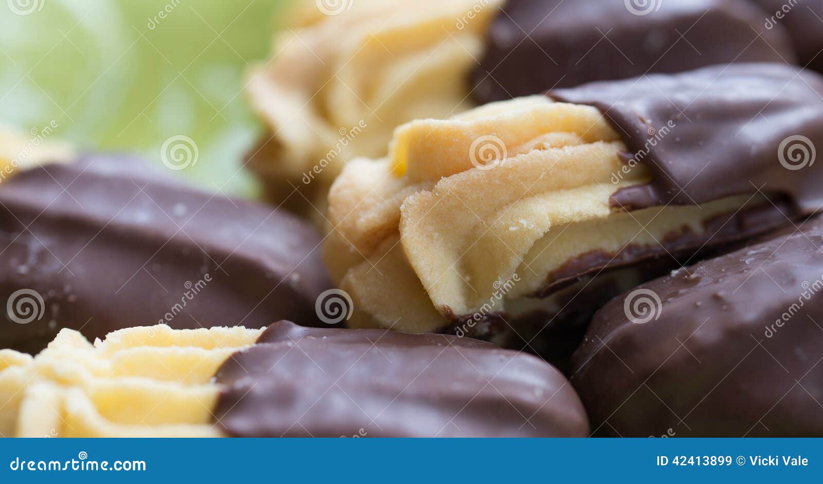 Close-up Chocolate Dipped Viennese Biscuits. Stock Image - Image of ...