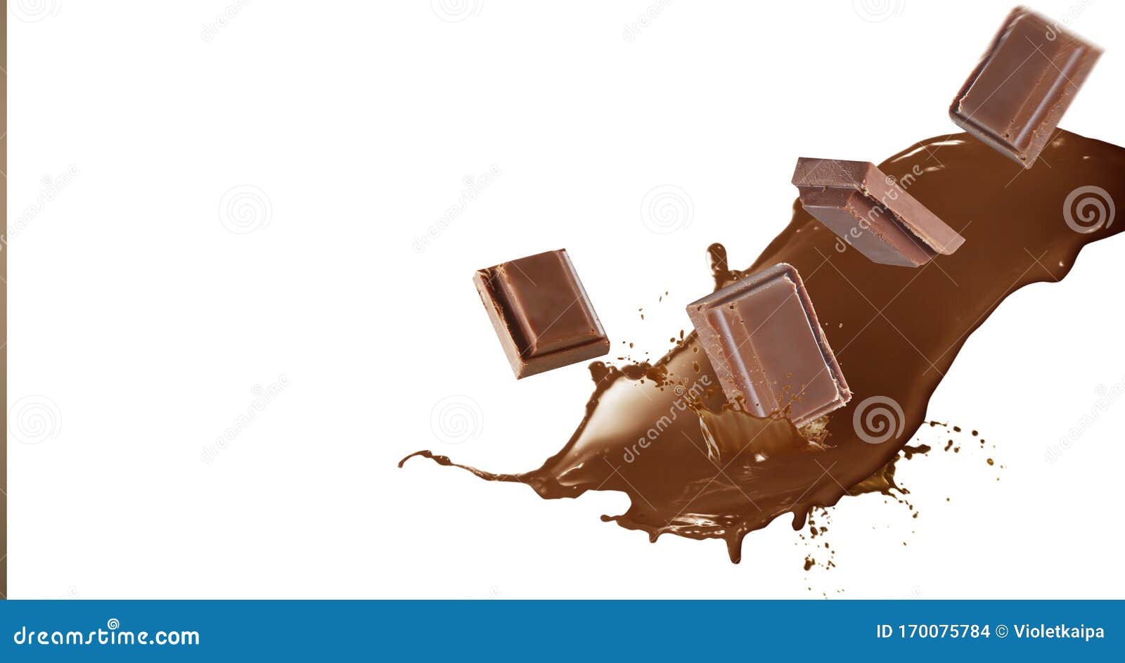 Close Up of Chocolate Pieces Falling on White Background Stock Photo ...