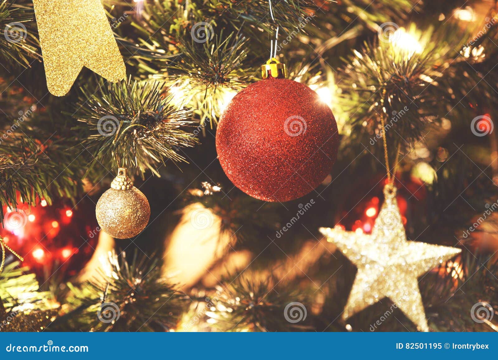 Close Up on Christmas Decorations on Tree Stock Image - Image of design ...