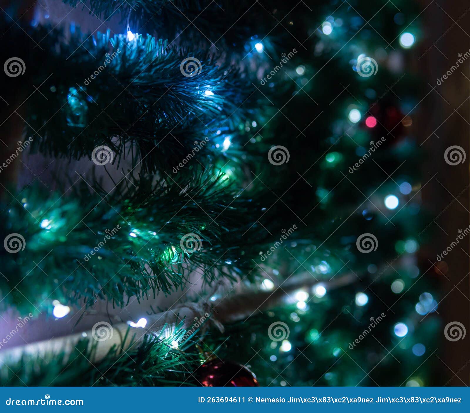 Close-up of Christmas Lights on a Tree Stock Image - Image of ornament ...