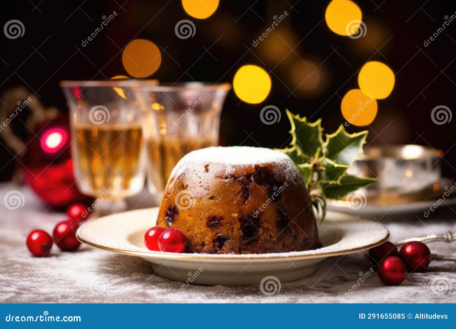 Close-up of a Christmas Pudding Served on a Plate Stock Image - Image ...