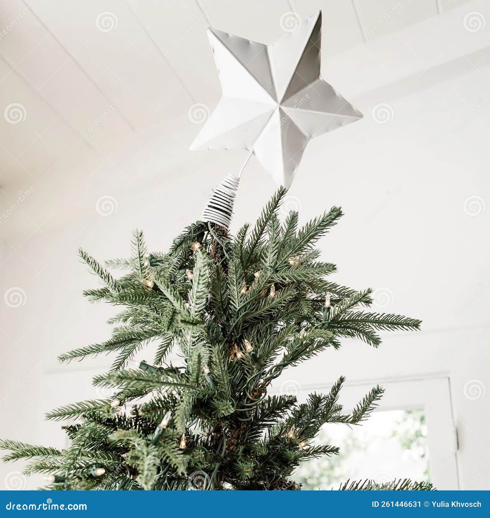 Close Up of Christmas Star on the Tree. Stock Image - Image of isolated ...