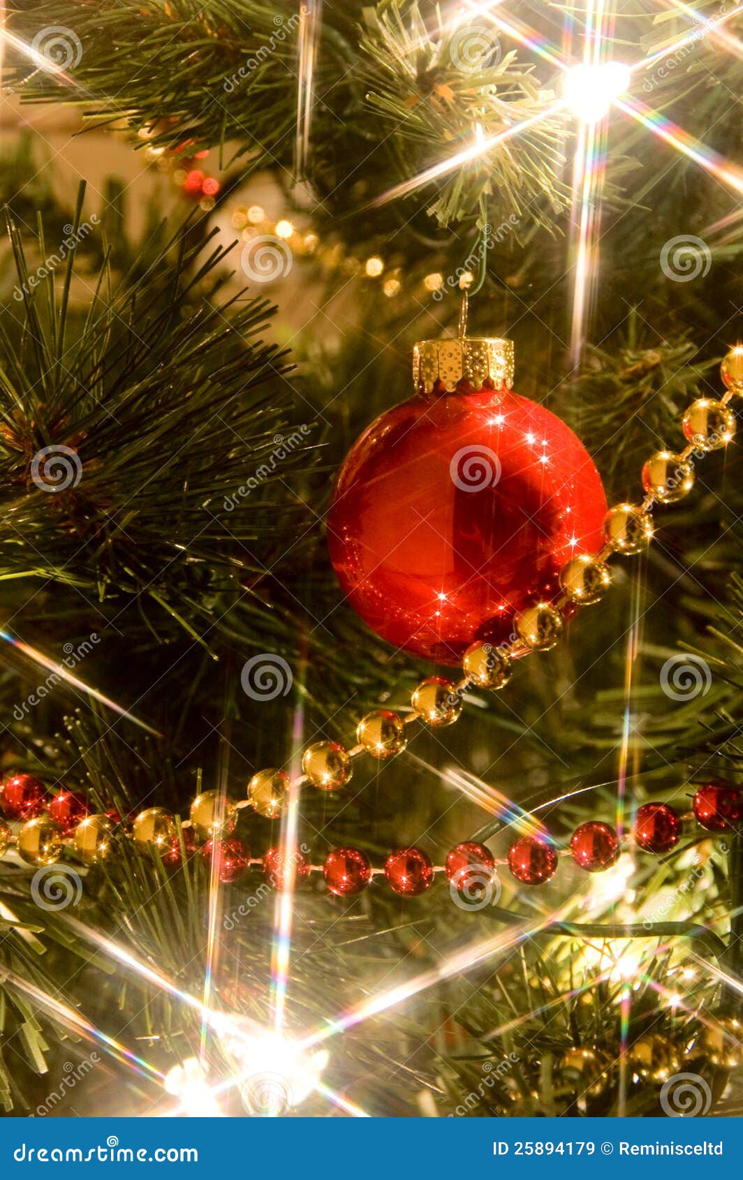 Close Up of Christmas Tree Decorations Stock Image - Image of pine ...