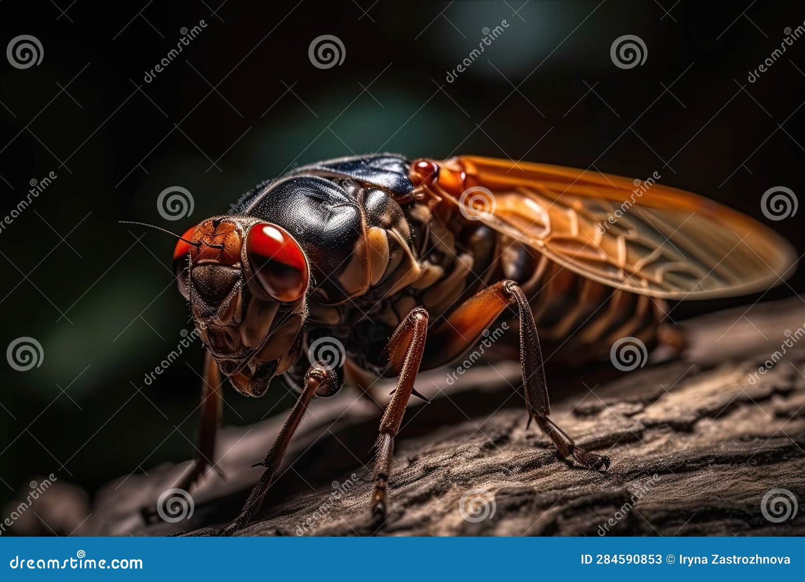 Close-up of a Cicada in Nature, Illustration Stock Illustration ...