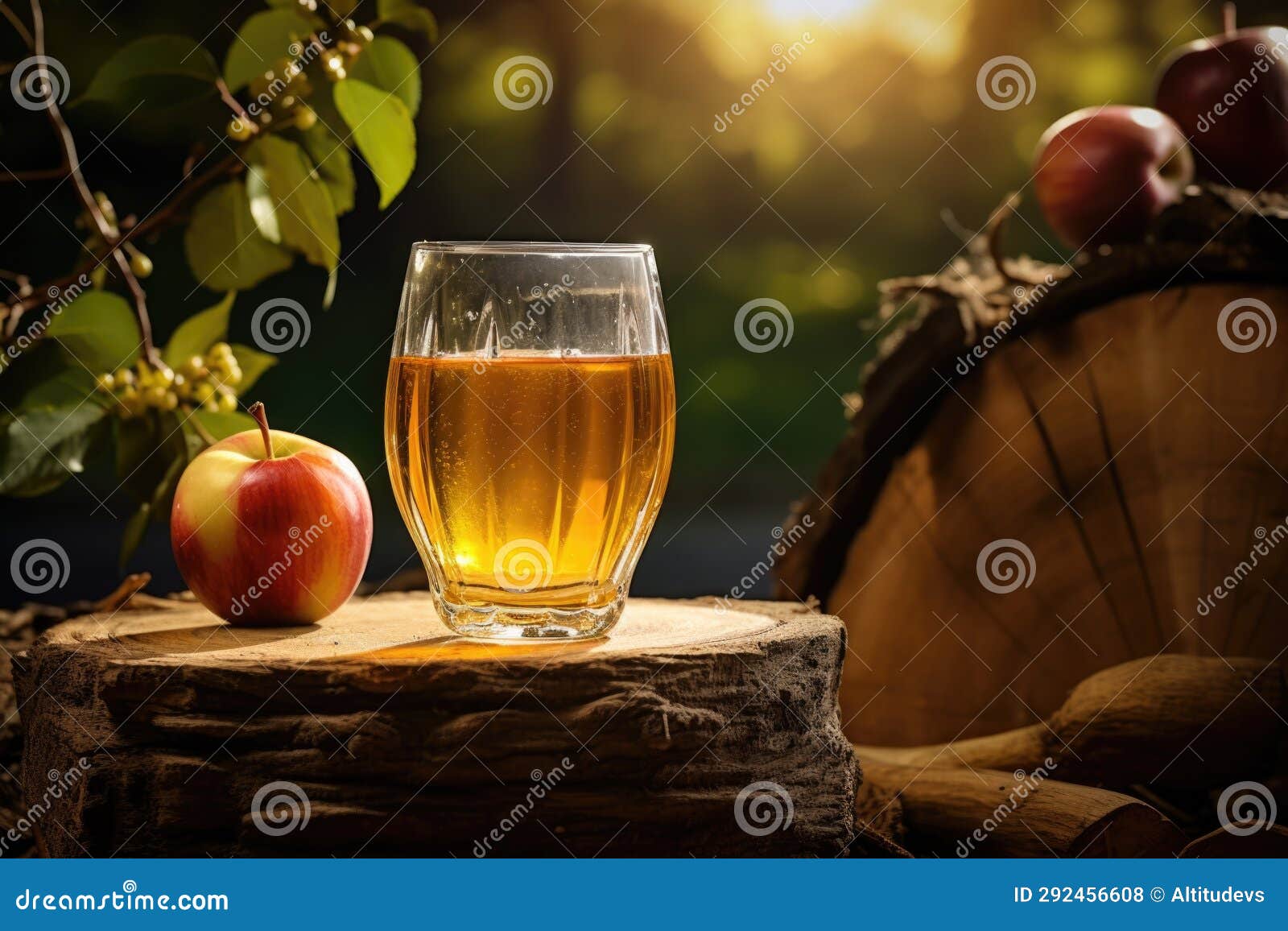 Close-up of a Cider Glass with a Rustic Setup Outdoors Stock Photo ...