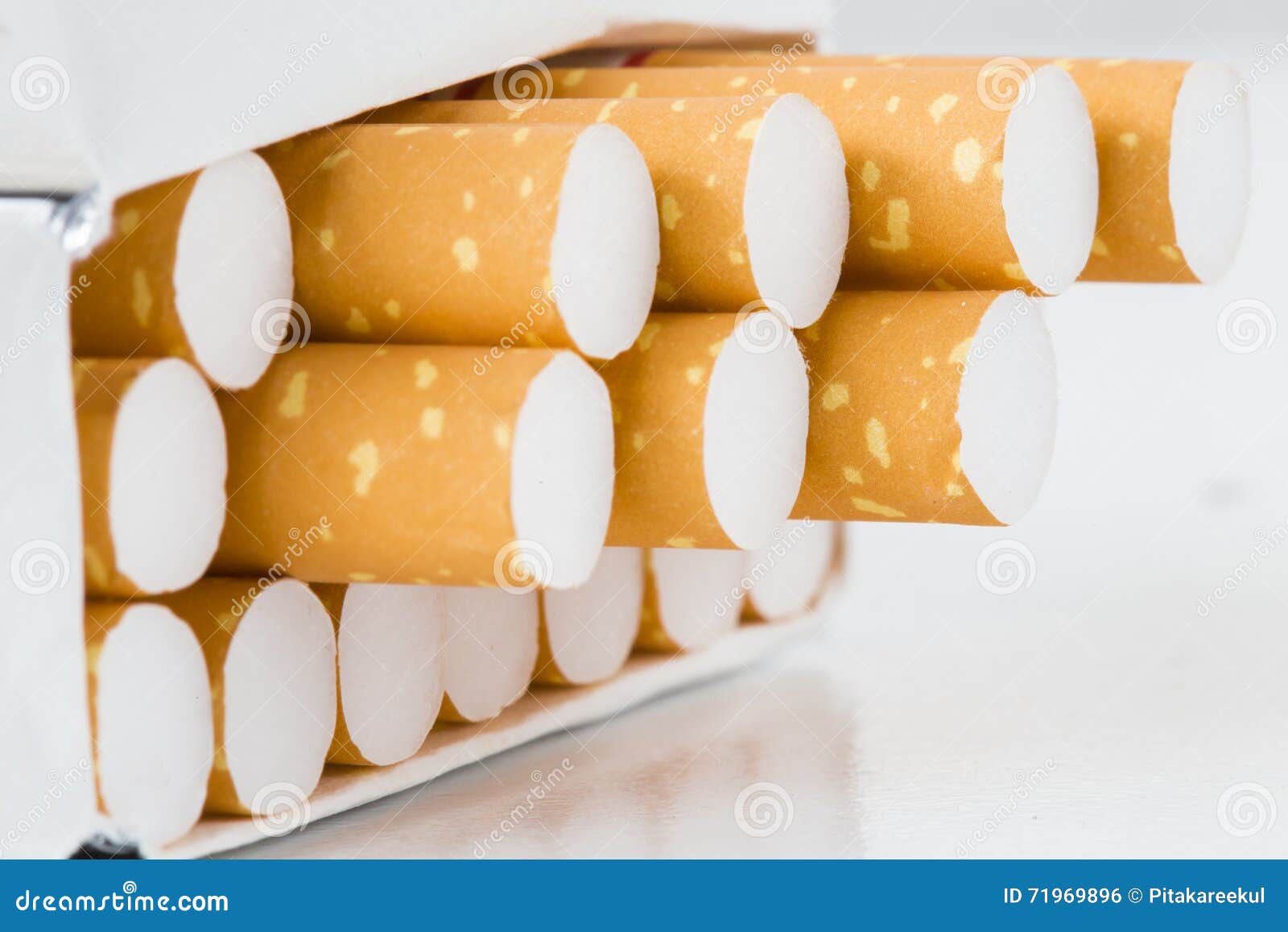 Close-up of Cigarettes in Pack on White Background. Stock Photo - Image ...