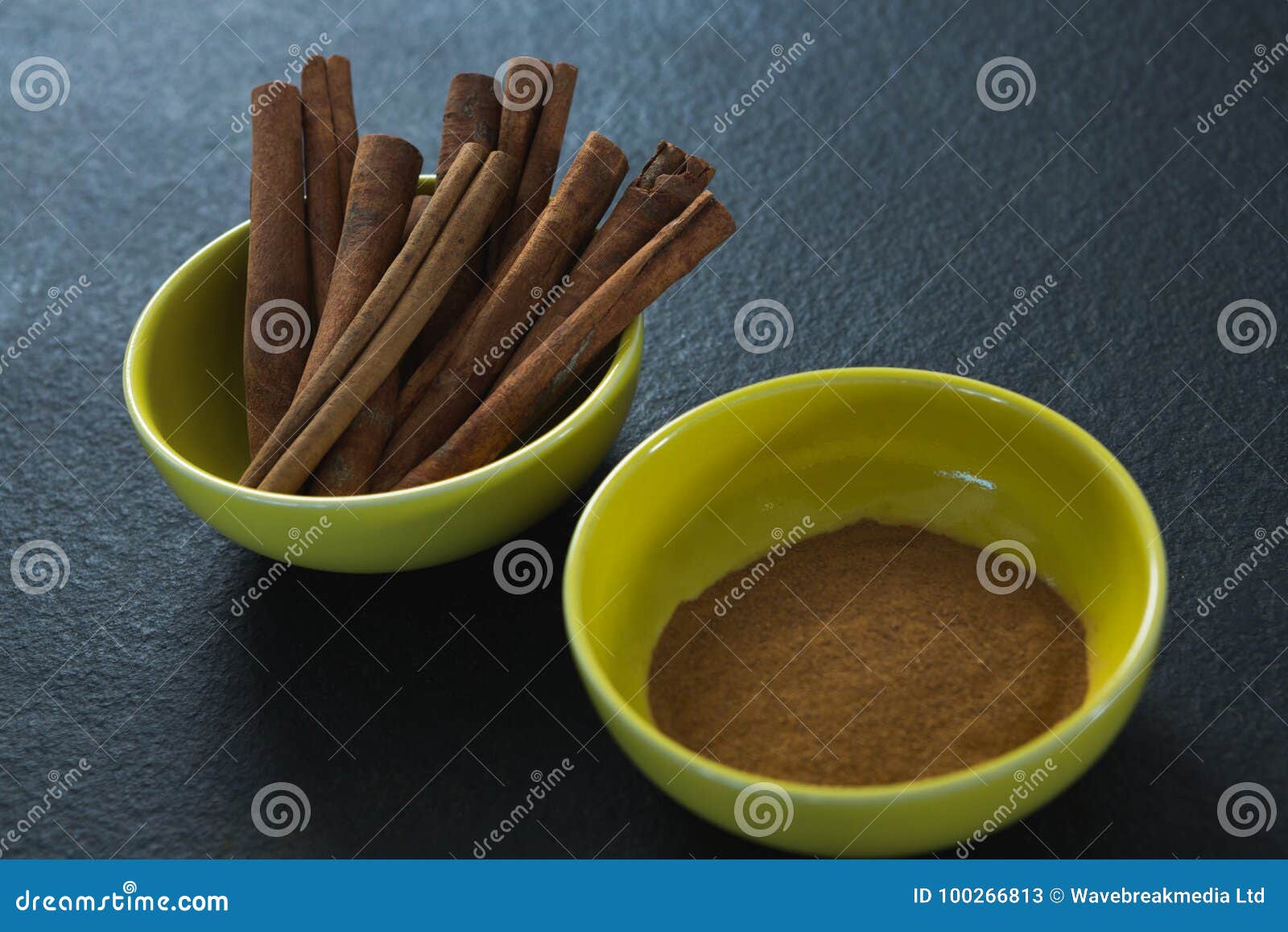Cinnamon Sticks and Powder in a Bowl Stock Image - Image of spice ...