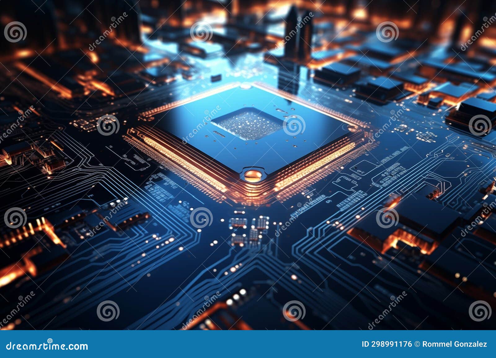 Close Up of Circuit Board Interior of a Computer with Neon Lights in ...