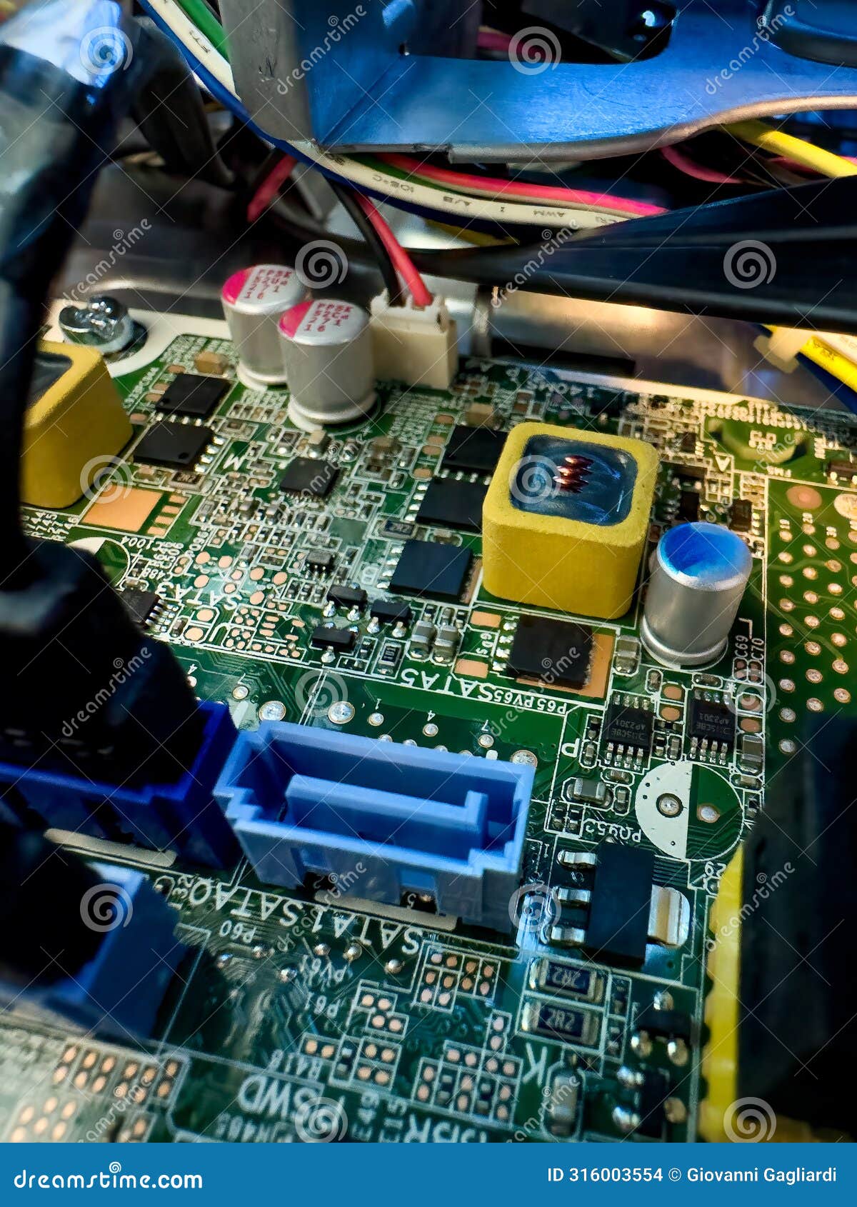Close Up of Circuit Board with Microchips and Other Computer Parts ...
