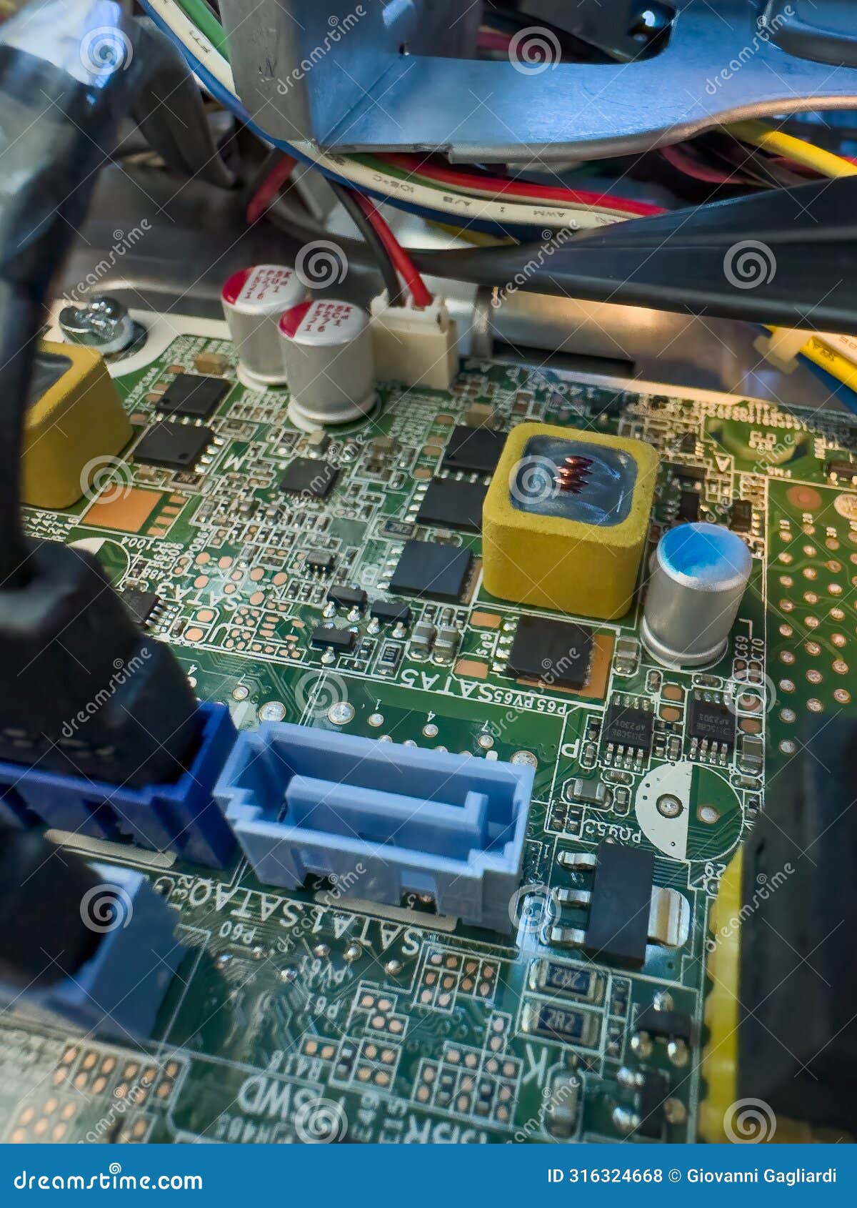 Close Up of Circuit Board with Microchips and Other Computer Parts ...