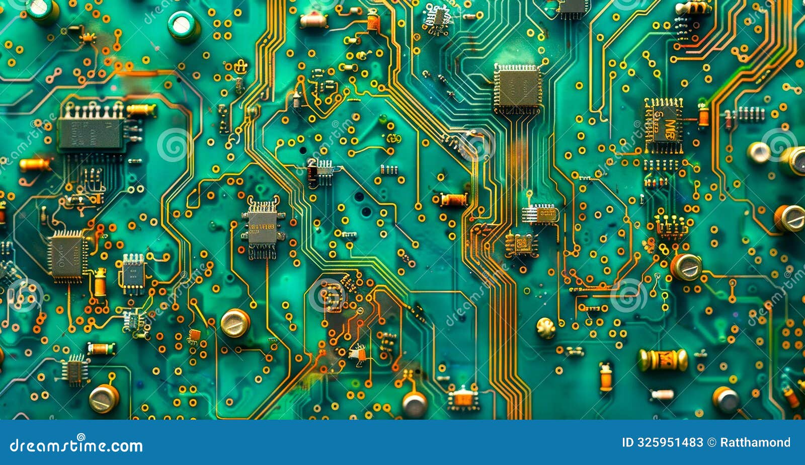 Microchips On A Complex Circuit Board Royalty-Free Stock Photo ...