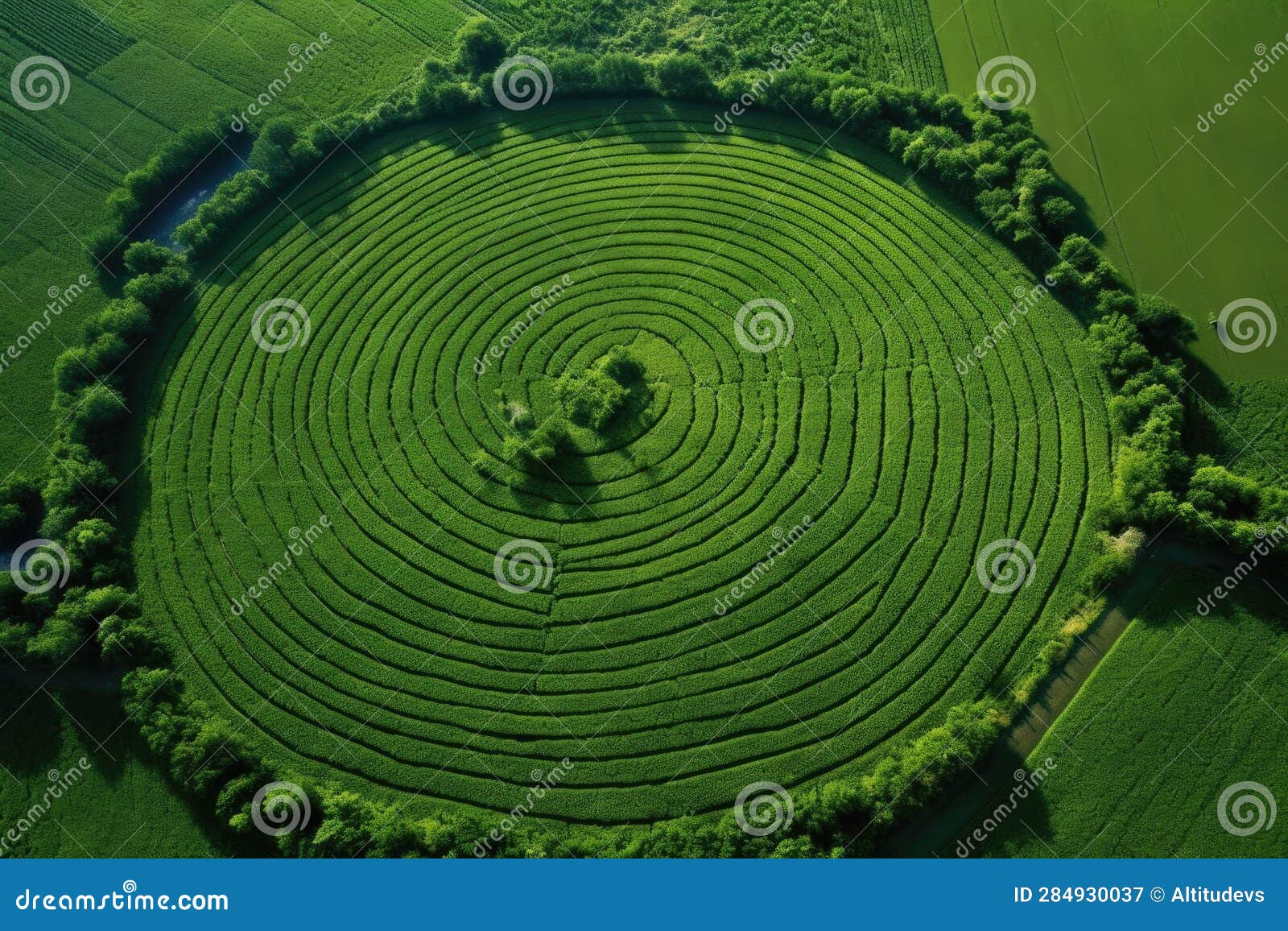 Close-up of Circular Crop Formation in a Lush Field Stock Illustration ...