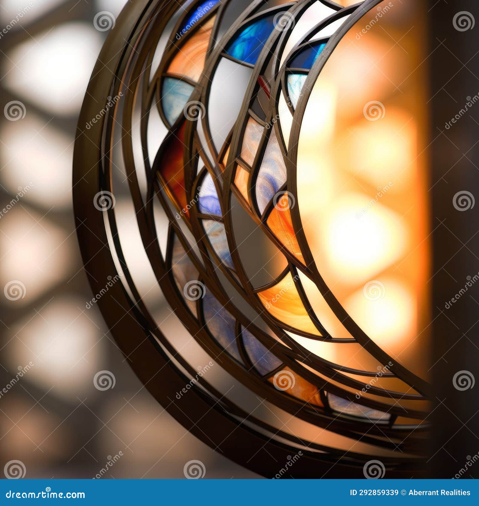 A Close Up of a Circular Stained Glass Piece Stock Illustration ...